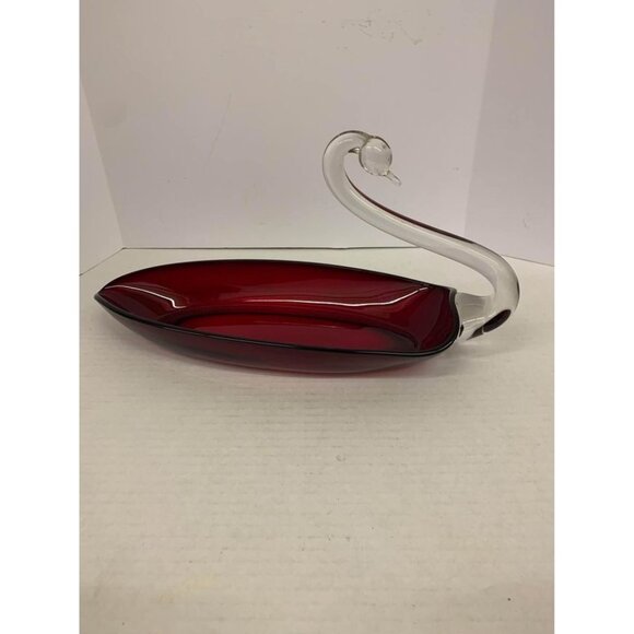 Unbranded | Art | Vintage Viking Ruby Red Swimming Swan Candytrinket ...